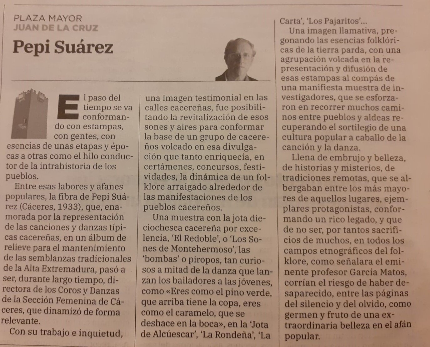 CACEREÑEANDO, por Juan de la Cruz Gutíerrez. Pepi Suárez – Bach Puccini ...